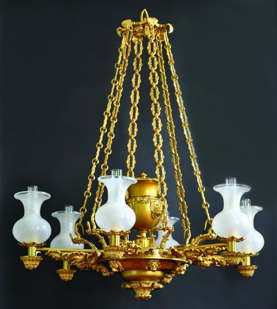 A Regency Six-Light Suspended Argand - Charles Clark